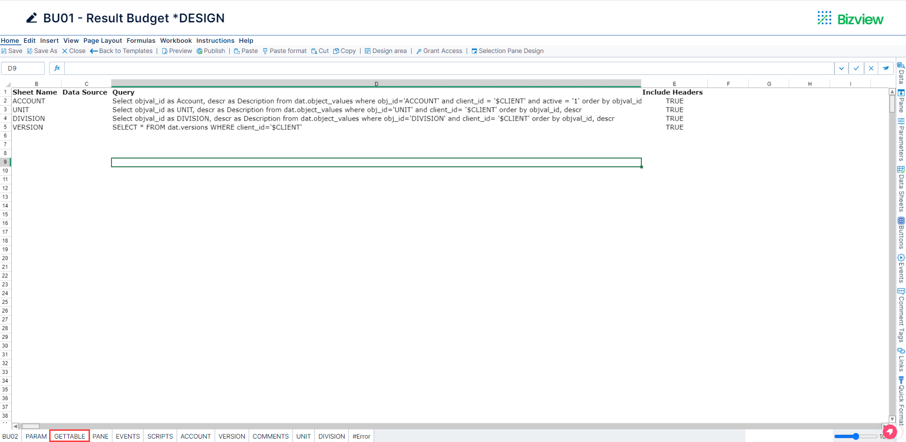 GETTABLE – Bizview v24