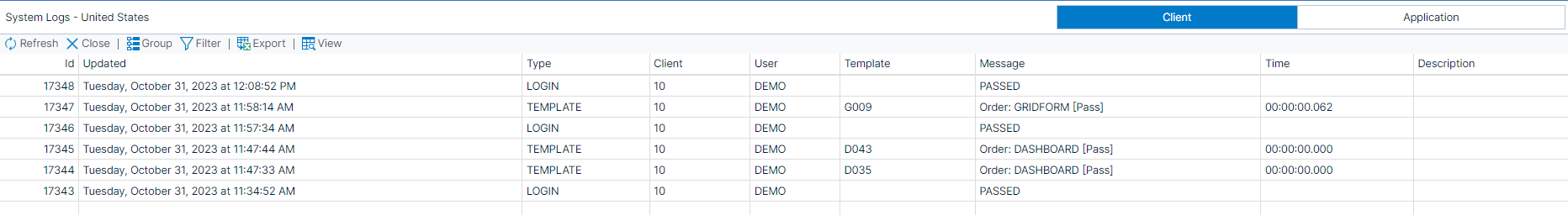 Client Logs – Bizview v24