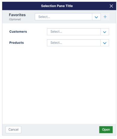 Connecting Selection Panes to Template – Bizview v24