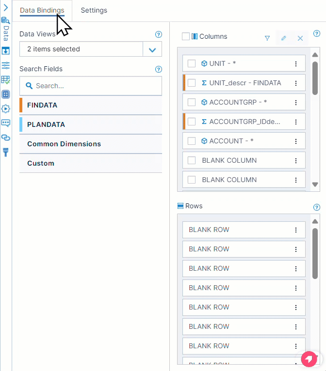 Data Bindings - Settings – Bizview v24