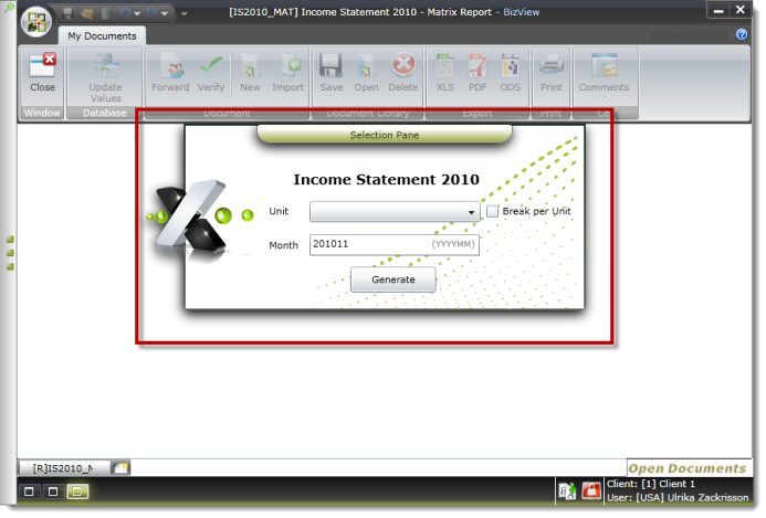 Connecting Selection Panes to Template – Bizview v24