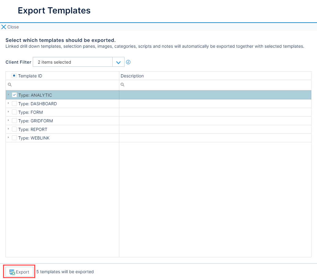 Export Templates – Bizview v24