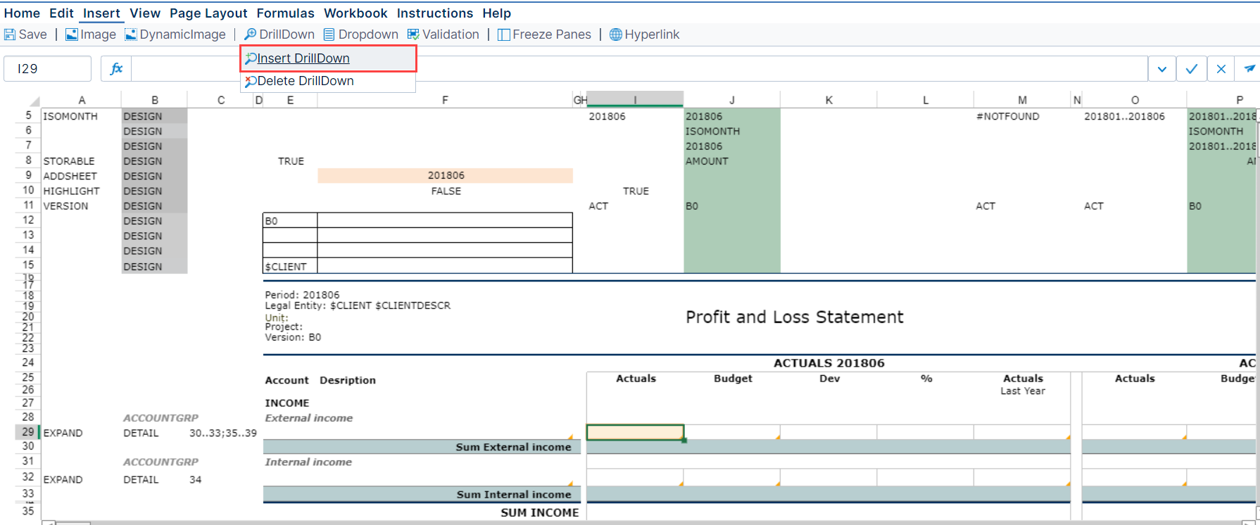 Inserting a Drill Down – Bizview v24