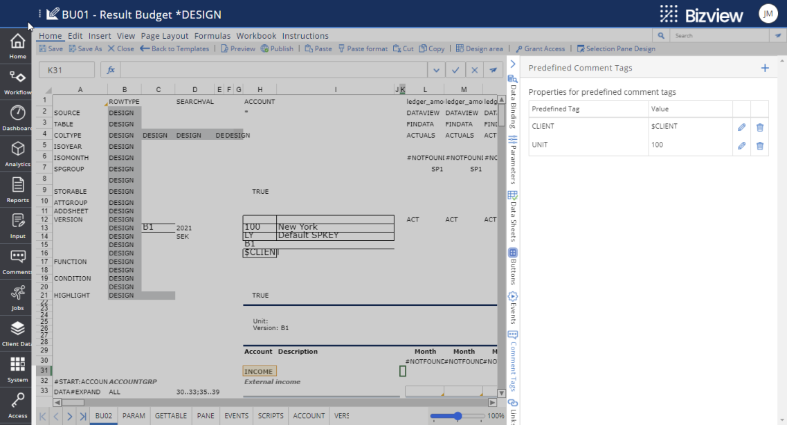 Predefined Tags – Bizview v24