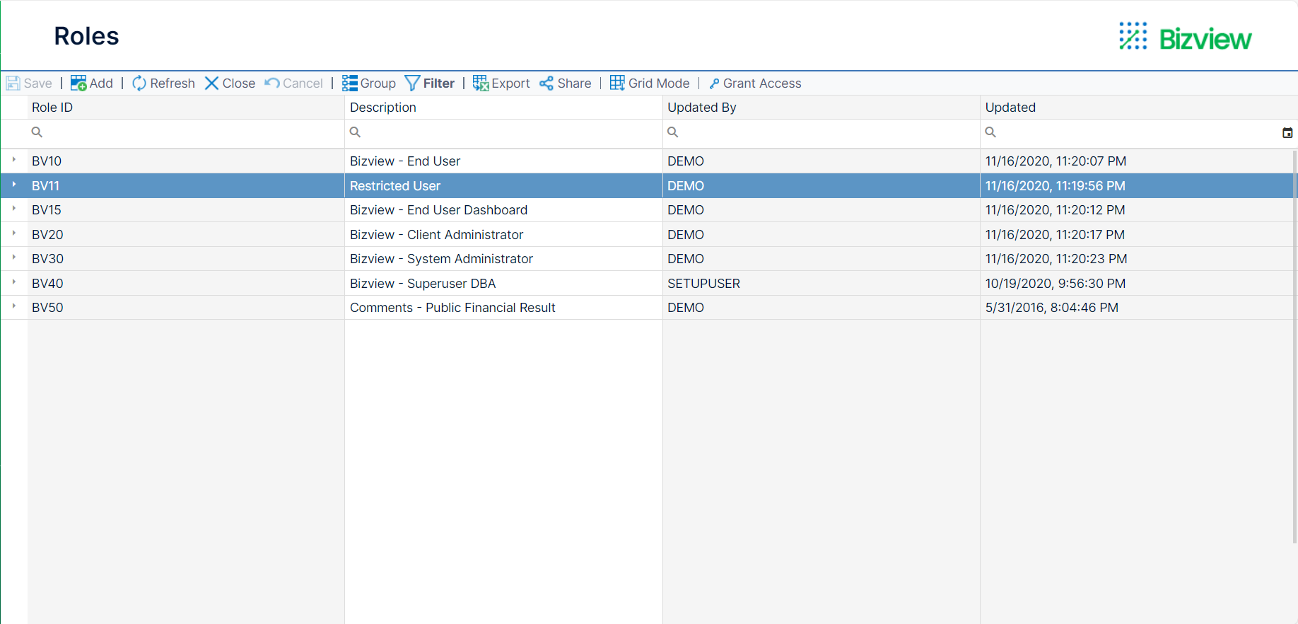 Roles – Bizview v24
