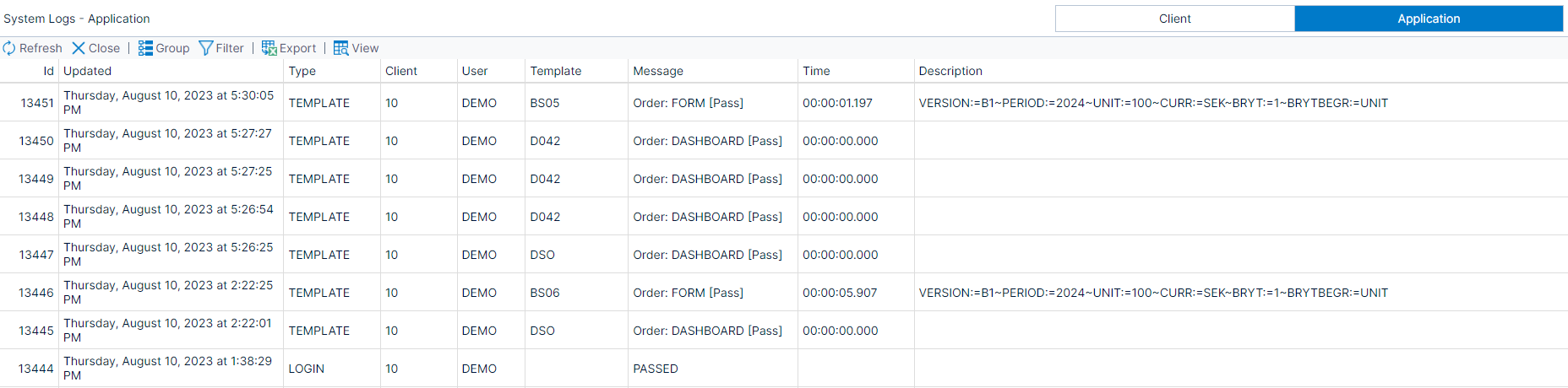 System Logs – Bizview v24