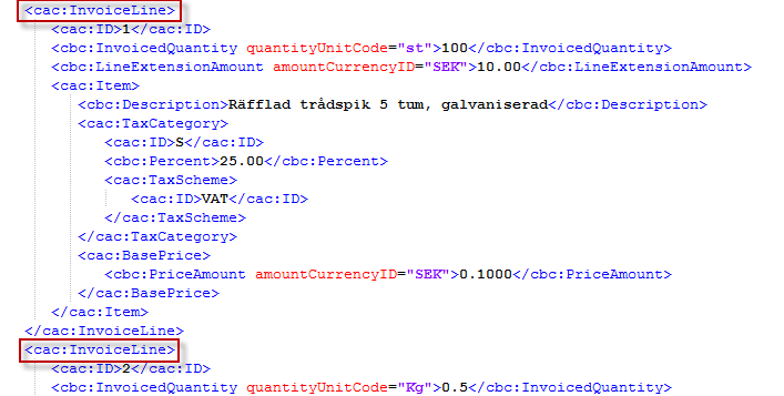 XML Invoice – Bizview v24