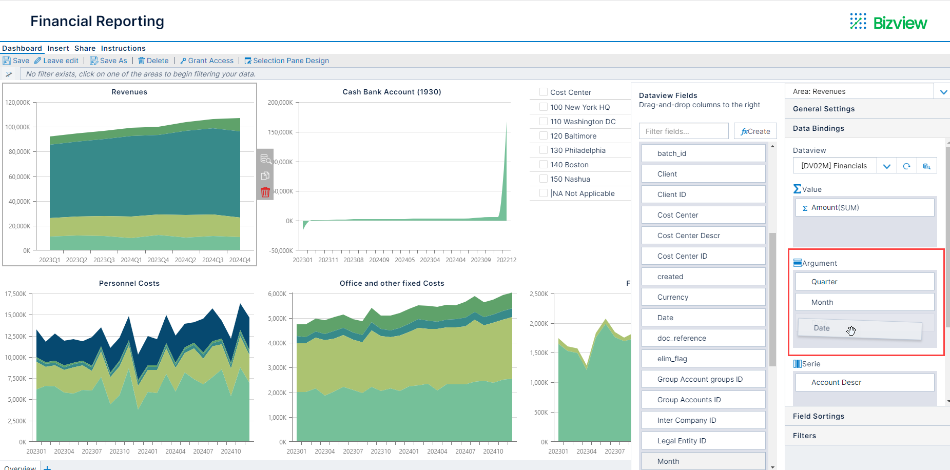 Dashboard Drill Down – Bizview v24
