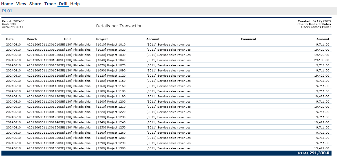 Drill Down - Reports – Bizview v24