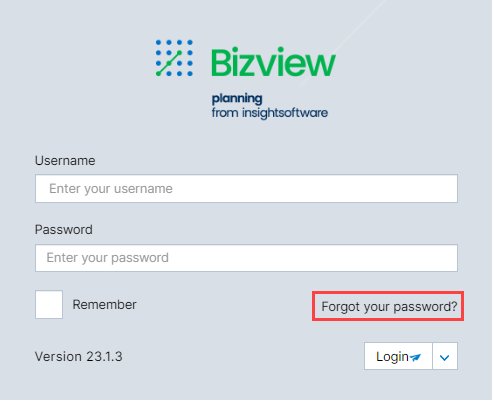 Reset Password – Bizview v24