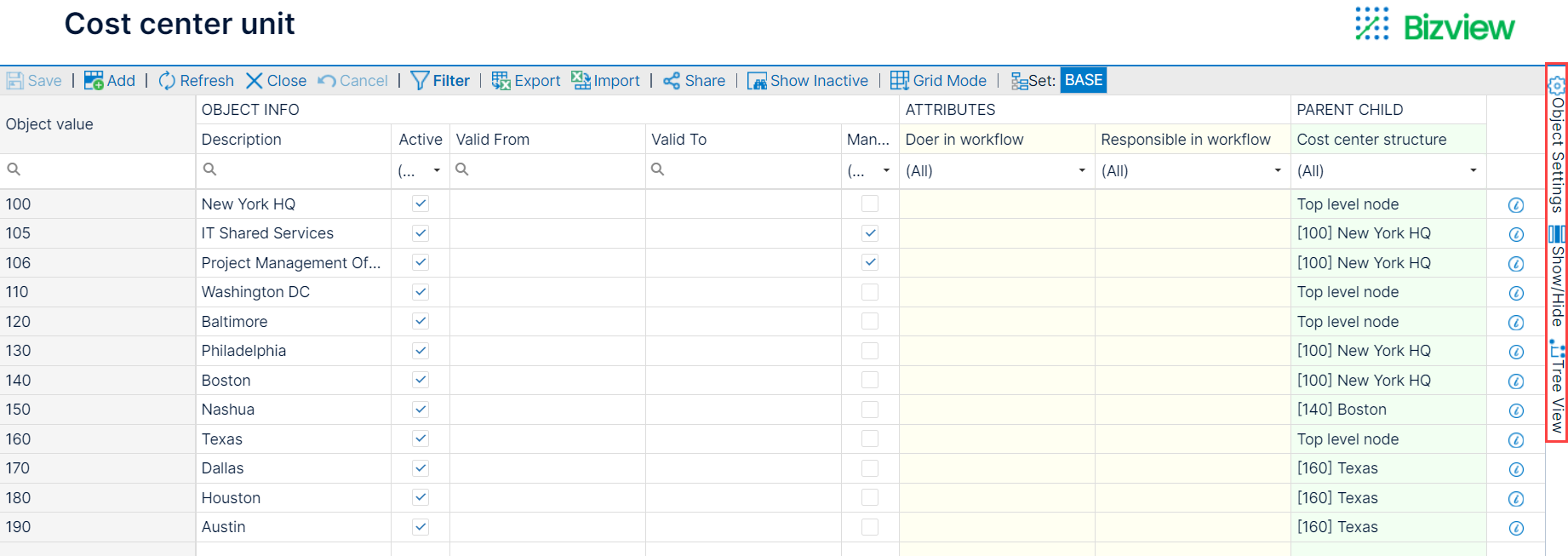 Right Panel - Objects – Bizview v24