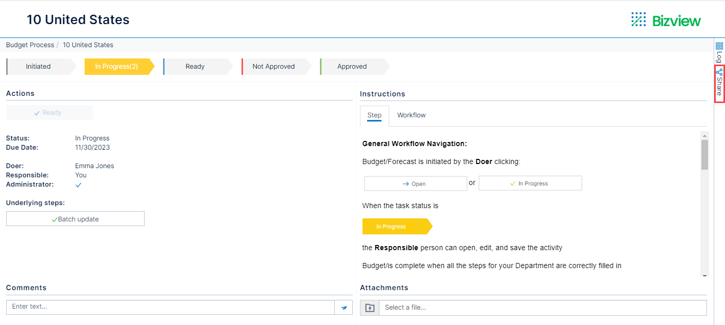 Sharing Workflows – Bizview v24
