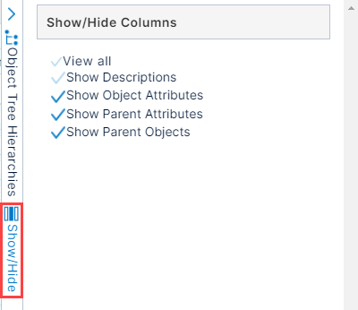 Show/Hide Object Overview – Bizview v24