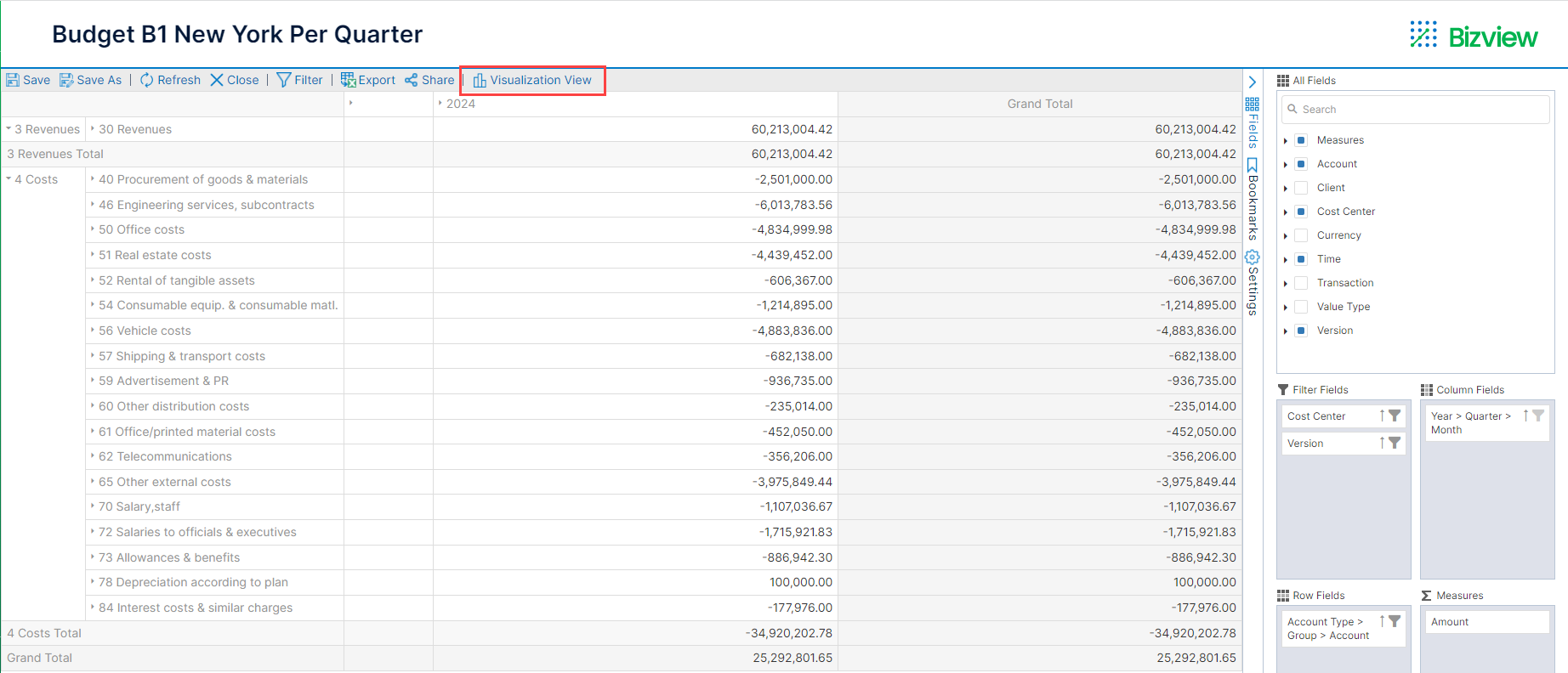 Visualization (Chart) – Bizview v24