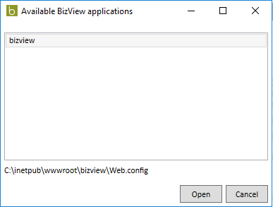 Manually Opening the Web Application Configuration File – Bizview v24