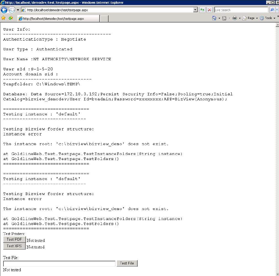 Test Script (.aspx) for Misc Settings – Bizview v24